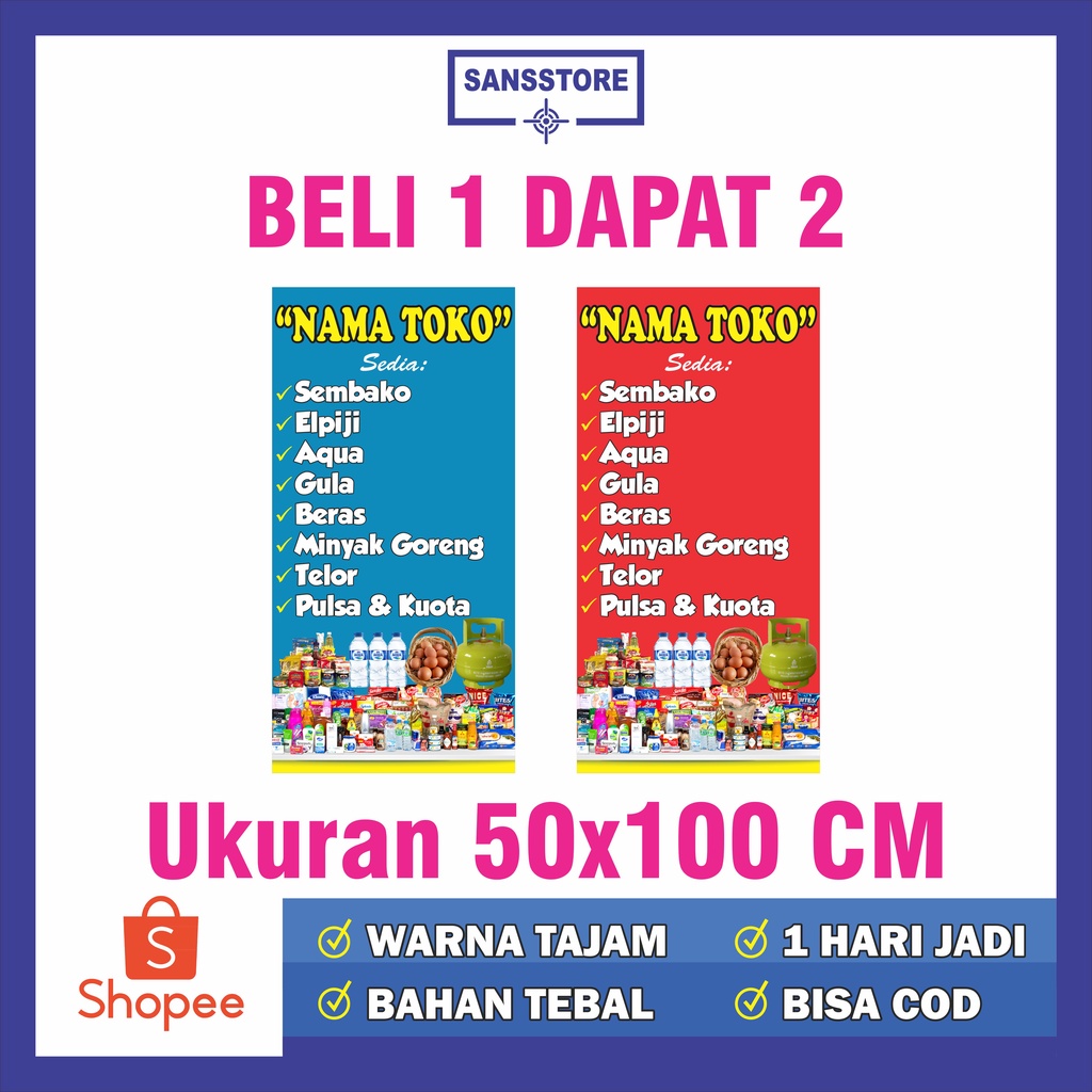 Jual CETAK BANNER TOKO SEMBAKO | BANNER BENNER BENER SPANDUK | Shopee ...