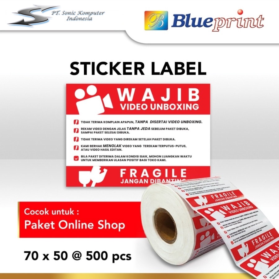 Jual Sticker Unboxing Label Stiker Video Unboxing Label 70x50 mm 500 ...