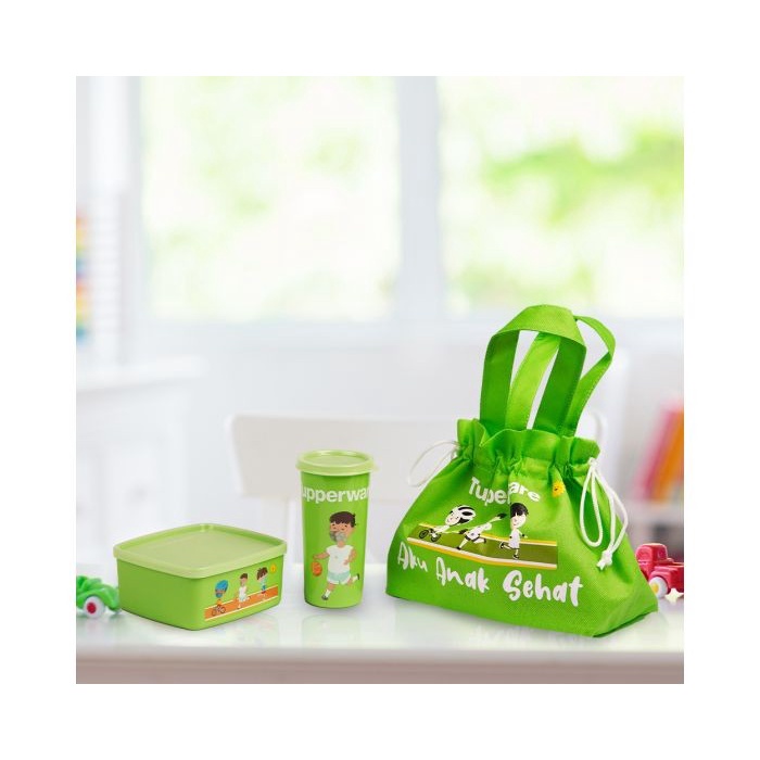 Jual LUNCH BOX SET TEMPAT MAKAN SET ANAK TUPPERWARE / TAS KIDS LUNCH ...
