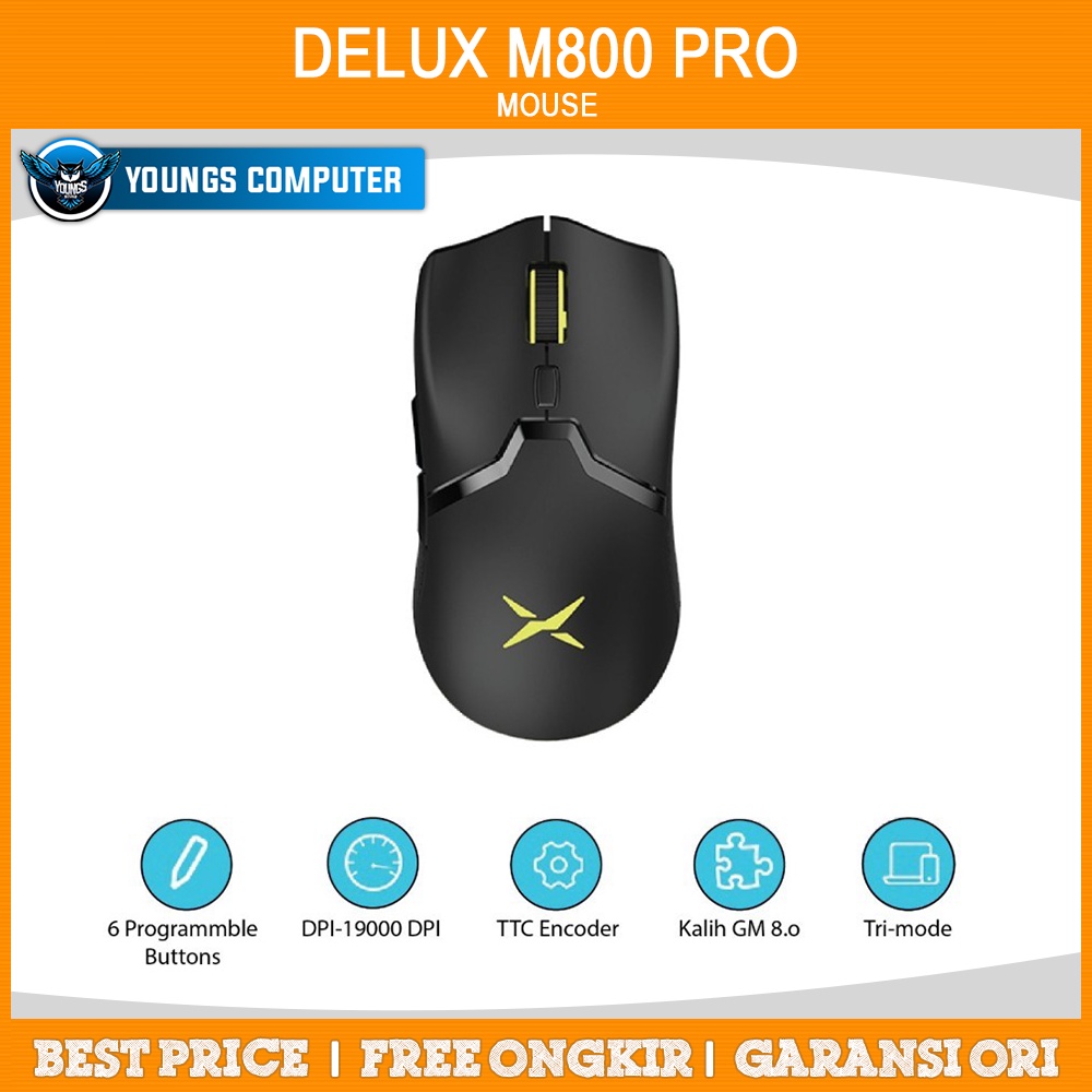 Jual DELUX M800 PRO Wireless Gaming Mouse with PAW 3370 Sensor | Shopee ...