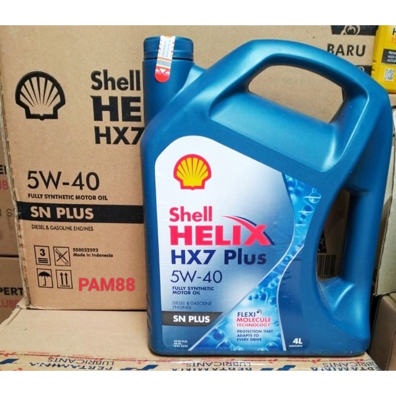 Jual Oli Shell Helix biru.. HX7 plus.4 liter.. 5 W - 40..1 dus = 4 btl ...