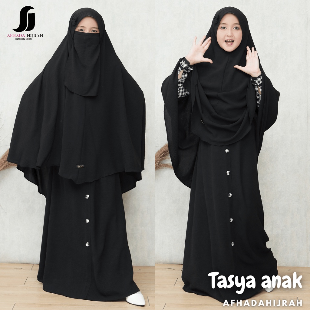 Jual Gamis anak perempuan set cadar TASYA formal black terbaru baju dan ...