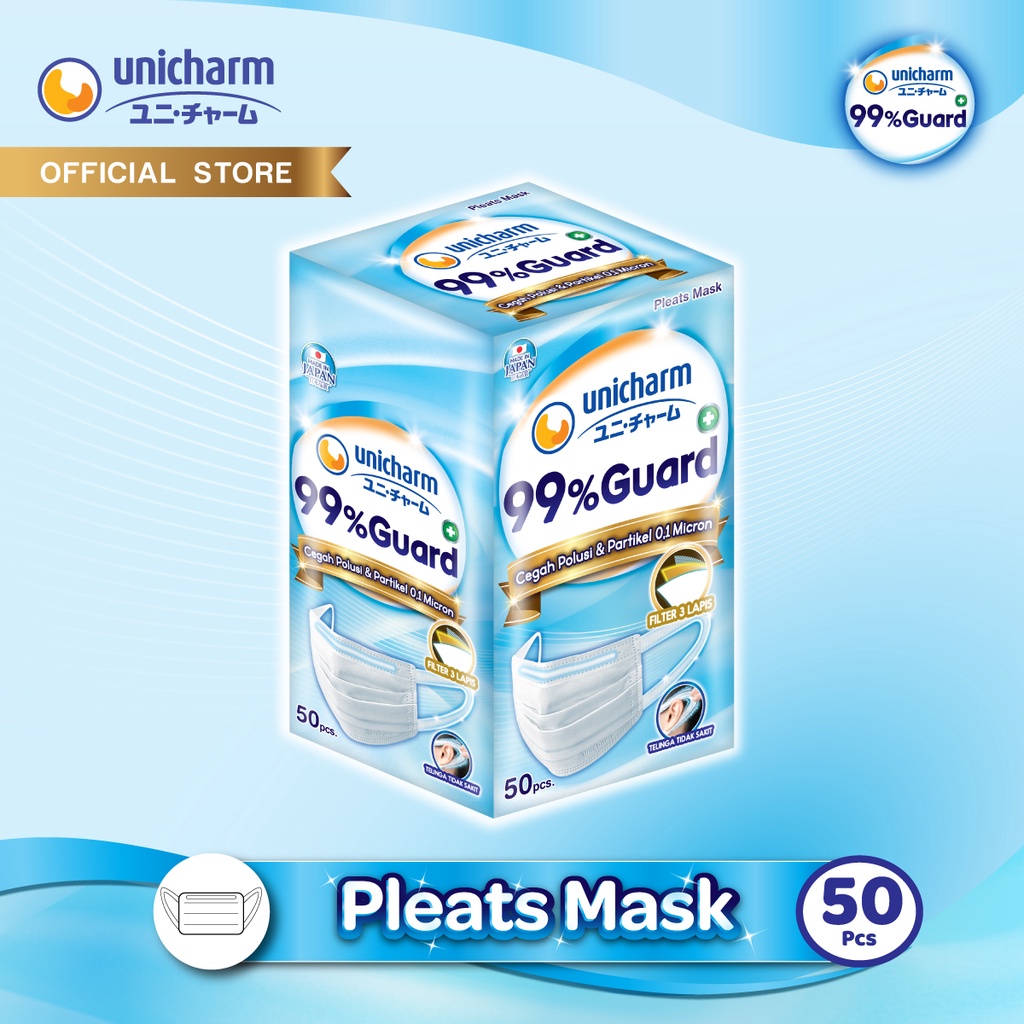 Jual Masker Unicharm 99% Guard Pleats Mask - isi 50 pcs | Shopee Indonesia