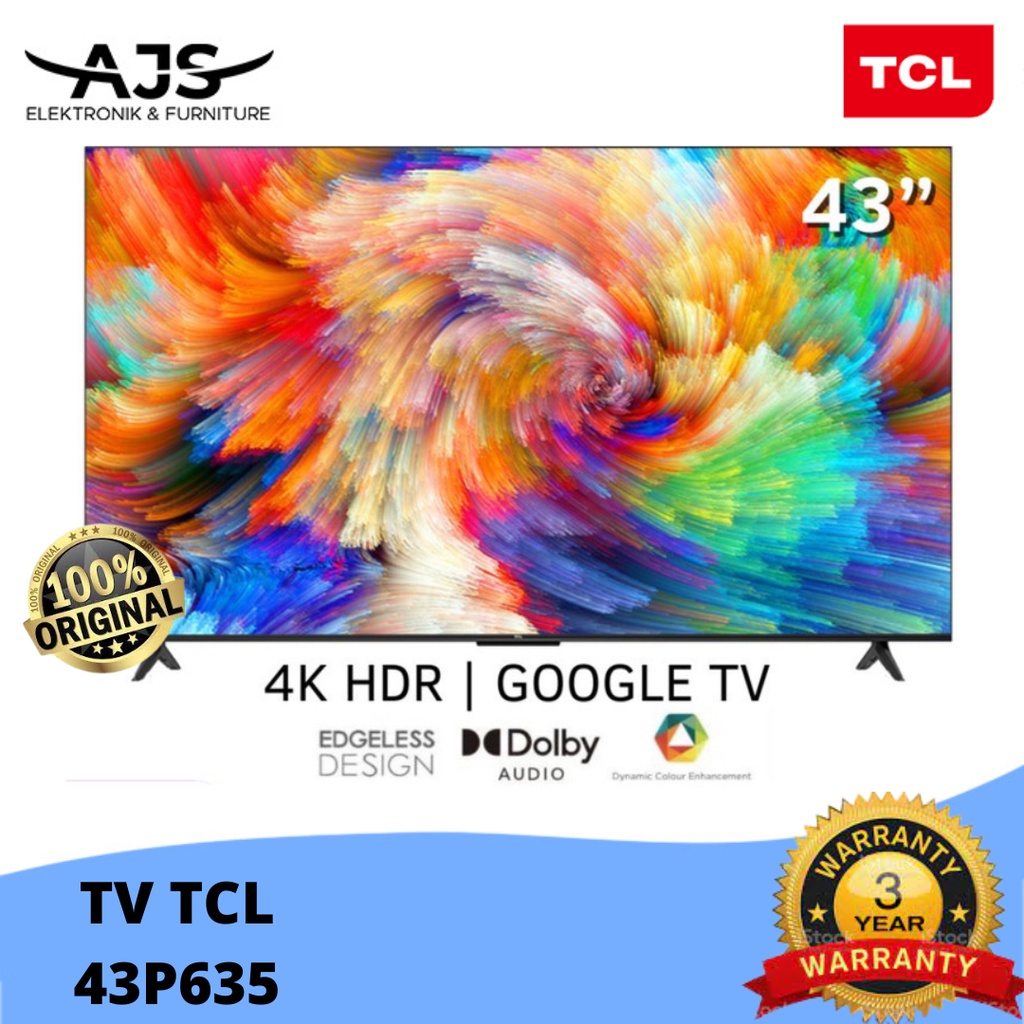 Jual TCL TV 43P635 43 INCH Google TV UHD 4K EDGELESS DESIGN P635 New ...