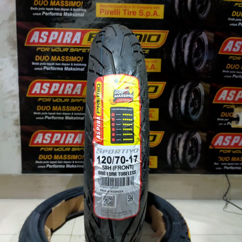 Jual Ban Tubles Aspira Premio Sportivo 120 / 70 -17 FRONT Ban moge | Shopee Indonesia