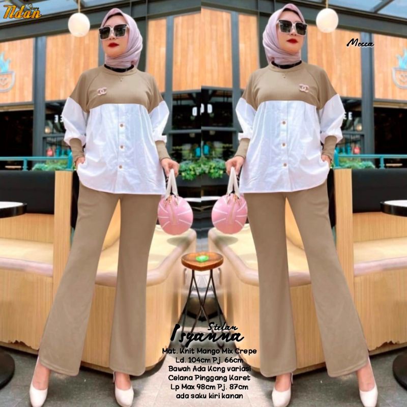 Jual Setelan kekinian wanita knit mango mix crepe tebal dan lembut ...
