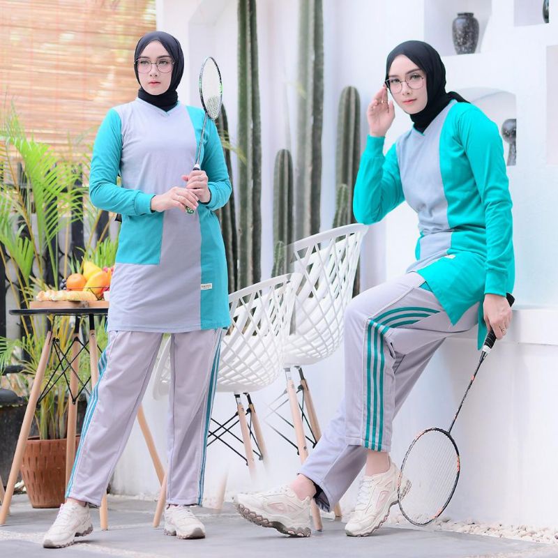 Jual Baju olahraga muslim tunik/ setelan olahraga lengan panjang tunik/ seragam olahraga wanita ...
