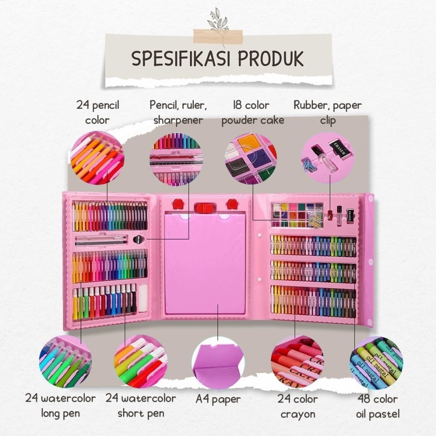 Jual Crayon Anak Art Set Isi 208 Pcs 150 pcs / Pensil Warna Alat Lukis ...