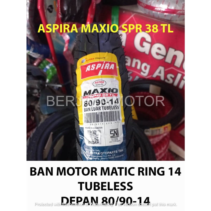 Jual BAN MOTOR MATIC RING 14 ASPIRA MAXIO SPR 38 80/90-14 TUBELESS BAN DEPAN MATIC | Shopee ...