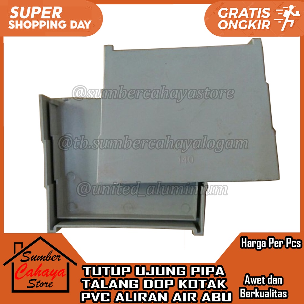 Jual Tutup Talang Kotak Abu Pvc Dop Cap Segi Empat 4 Inch Fitting ...