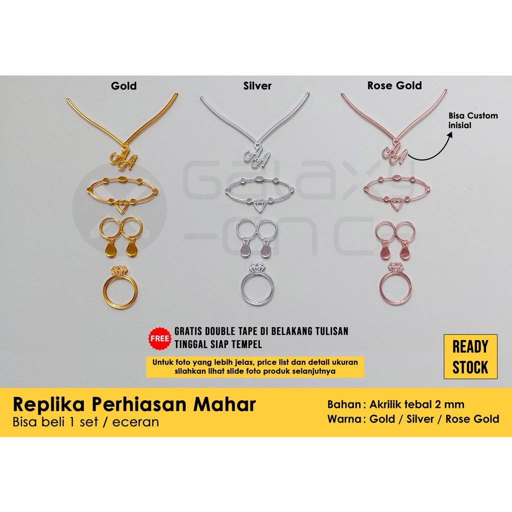 Jual Replika Perhiasan Mahar - Akrilik Gold / Silver / Rose Gold ...