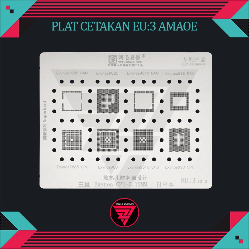 Jual Plat Cetakan Amaoe EU:3 / Cetakan CPU Exynos EU3/ 7885 / 9820 / 9610/ 990 / 980 / Cetakan ...