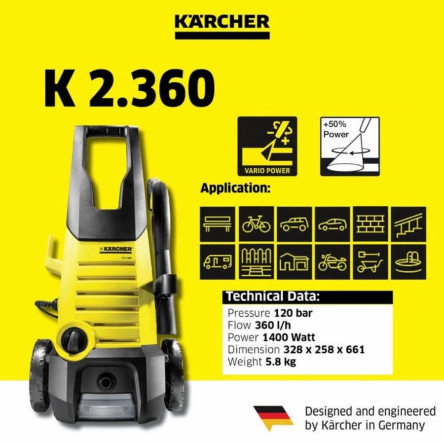 Jual KARCHER Mesin Steam Cuci Mobil Motor K2 360 Jet Cleaner High Pressure 120 Bar 1400 Watt ...