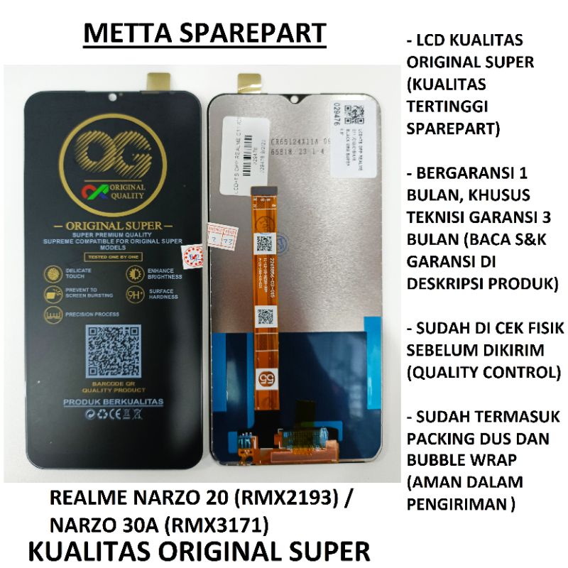 Jual Kualitas Original Super LCD Touchscreen Realme Narzo 20 / Realme Narzo 30A | Shopee Indonesia