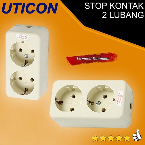 Jual OB SC 2 Stop Kontak Uticon 2 Lubang Terminal Kuningan Arde Kualitas SNI | Shopee Indonesia