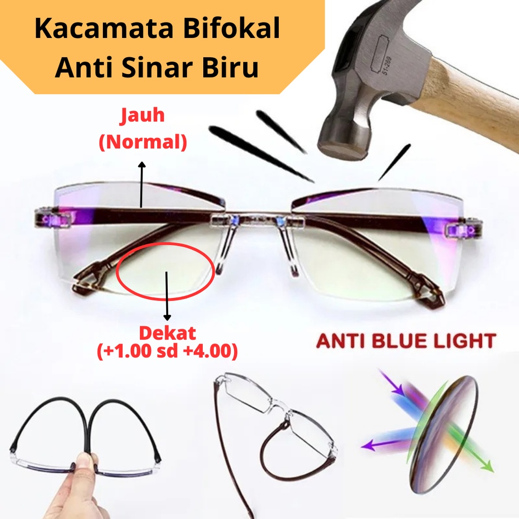 Jual Kacamata Baca Plus Double Focus Wanita/Pria | Kacamata Jarak Jauh ...