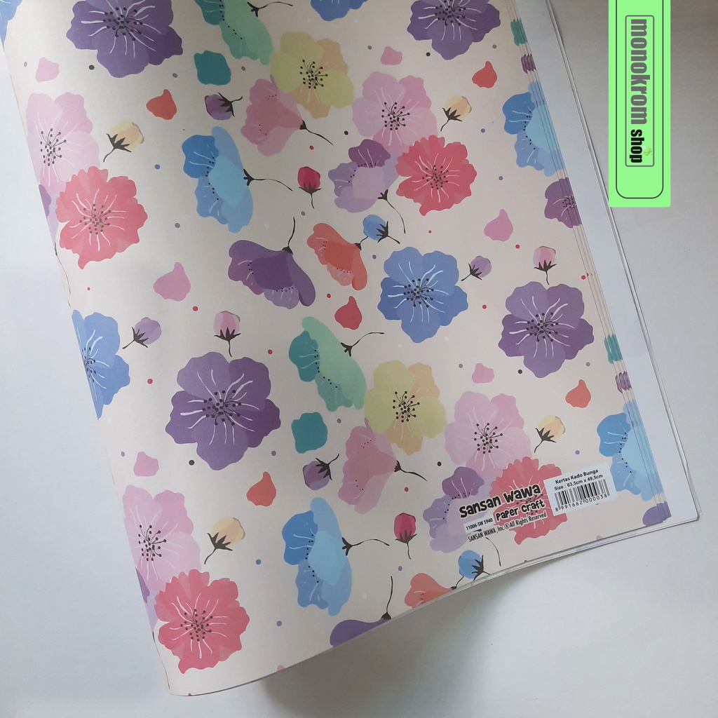 Jual Kertas Kado Sansan Wawa Motif Watercolor Bunga Soft Pastel ...