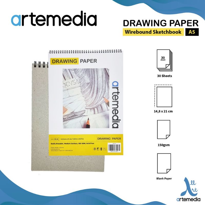 Jual Buku Gambar & Sketsa Artemedia Drawing Paper Book A5 Wire Bound ...