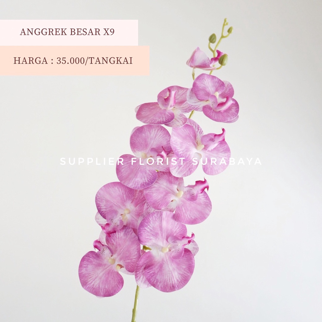 Jual [9 KEPALA] BUNGA PALSU ANGGREK BAHAN LATEX REAL TOUCH MIRIP ASLI ...