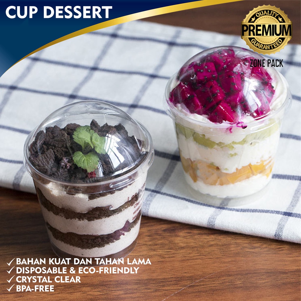 Jual [10 PCS] Cup Dessert Bulat + Tutup | Gelas Cup Puding Bulat Isi 10 ...
