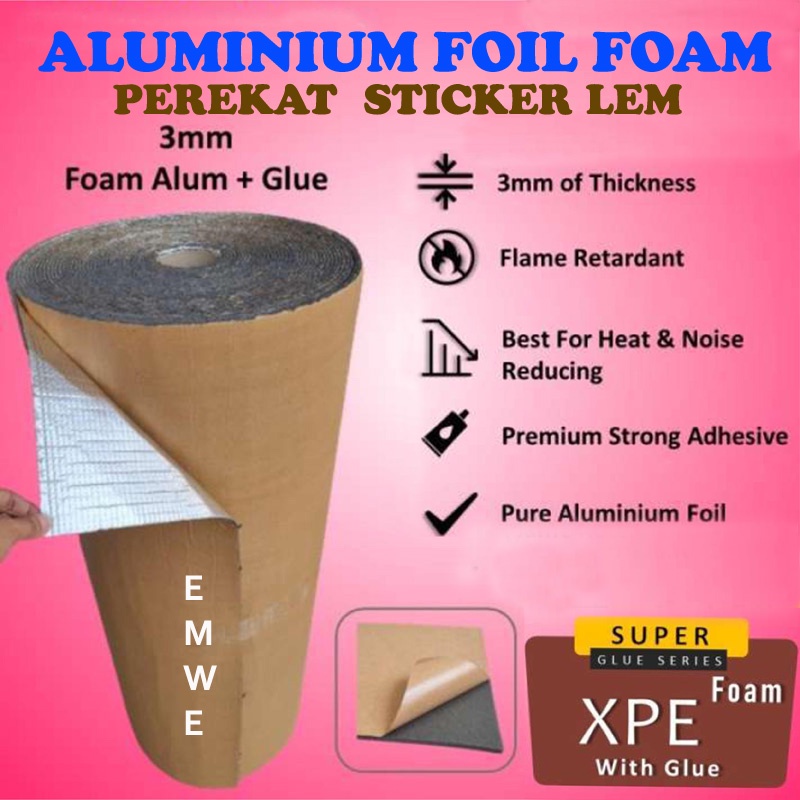 Jual 25 cm Tebal 3mm Aluminium Foil foam XPE Glue lem adhesive tape ...