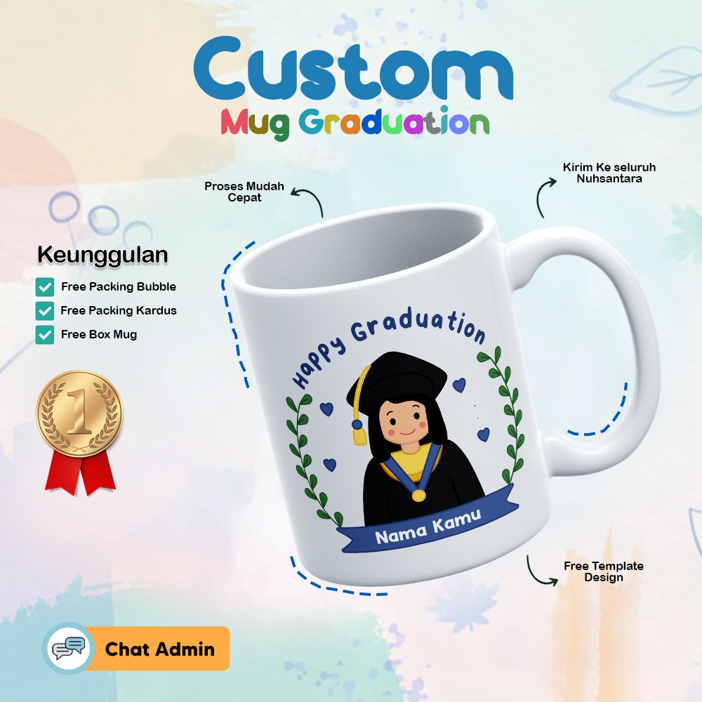 Jual GRADUATION / MUG CUSTOM HADIAH GRADUATION / TULISAN SOUVENIR GELAS ...