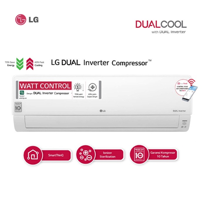 Jual AC LG T05EV5 1/2PK Inverter New Dual Cool 0.5PK With Watt Control | Shopee Indonesia