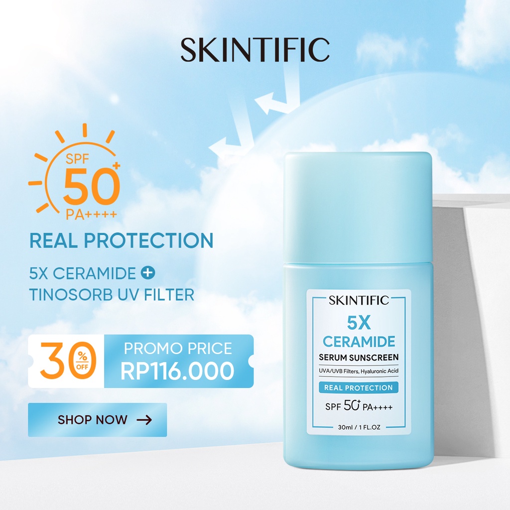 Jual SKINTIFIC 5X Ceramide Serum Sunscreen 30ml SPF50 PA++++ Tabir Surya Skincare | Shopee Indonesia