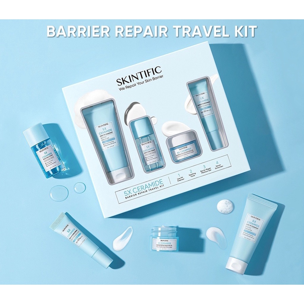 Jual SKINTIFIC 5X CERAMIDE BARRIER TRAVEL KIT (BIRU) | Shopee Indonesia