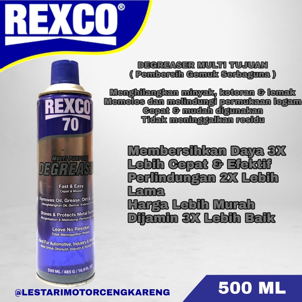 Jual PELUMAS GEMUK SERBA GUNA REXCO 70 MULTI PURPOSE DEGREASER 500 ML ...
