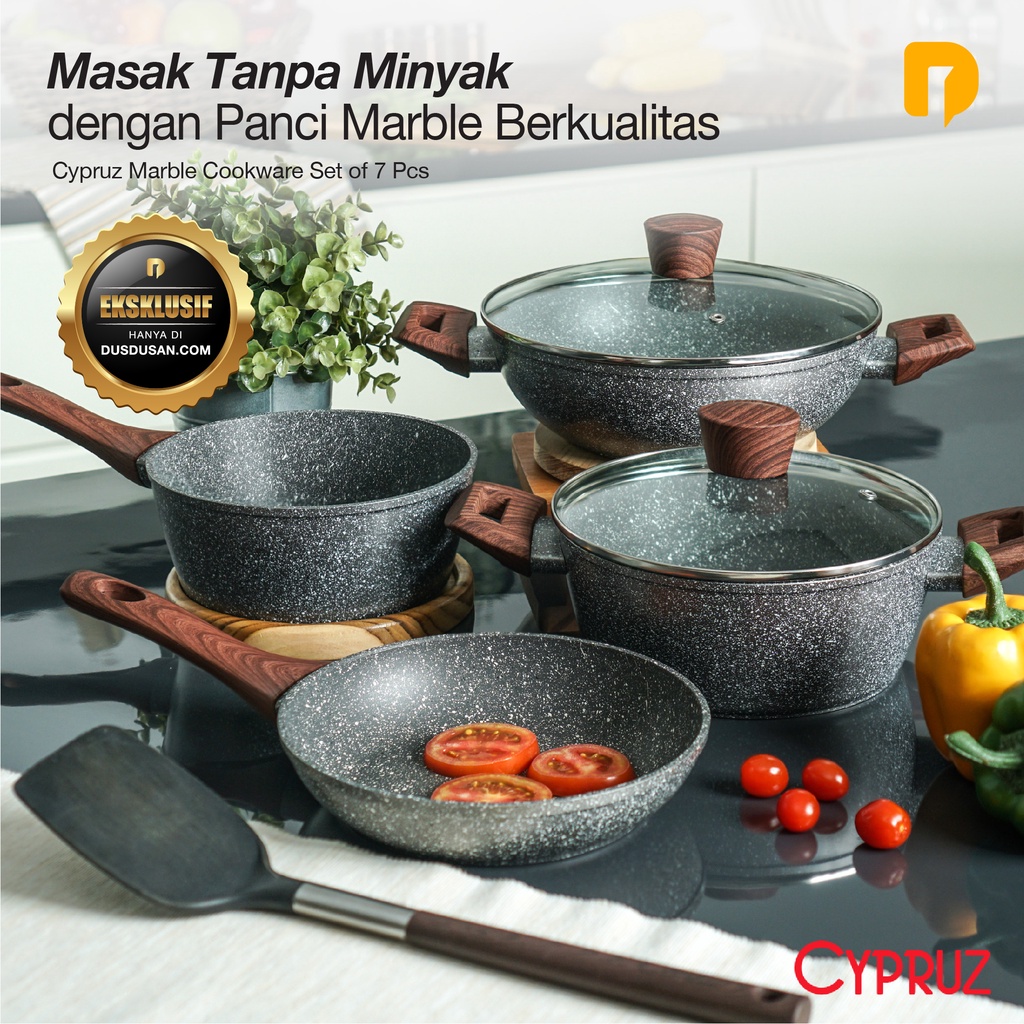 Jual CYPRUZ MARBLE COOKWARE SET OF 7 PCS | MATERIAL MARBLE COATING ...