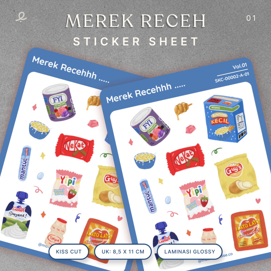 Jual Sticker sheet merek receh lucu | Kiss cut | Bontax | Laminasi ...