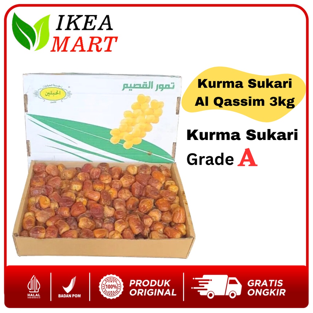 Jual Kurma Sukari Premium food samai 3kg || Kurma Sukari Grade A 3kg ...