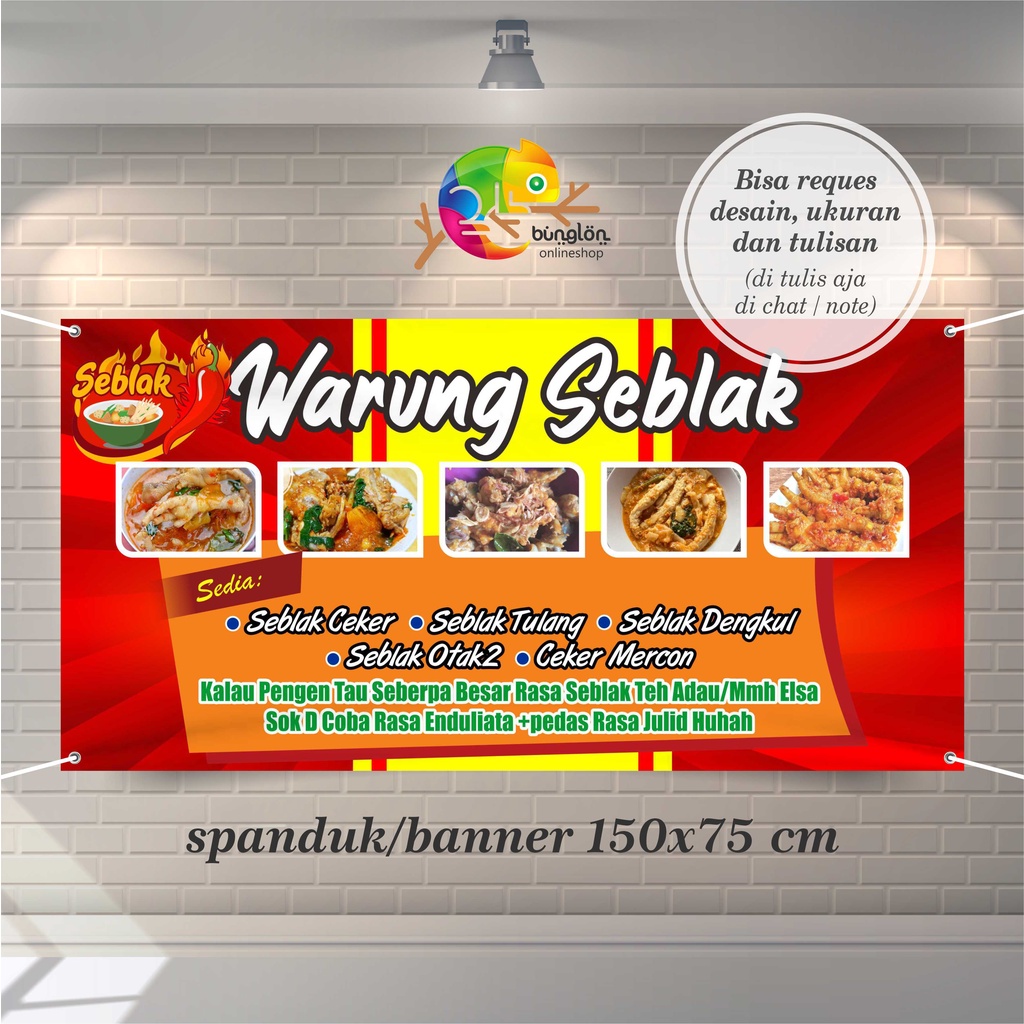 Jual Spanduk Banner 150x75 Cm Spanduk Warung Seblak, Spanduk Sosis ...