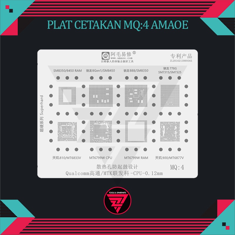 Jual Plat Cetakan MQ:4 Amaoe / Plat MQ4 Amaoe / Plat Cetakan IC CPU RAM MEdiatek Qualcomm ...