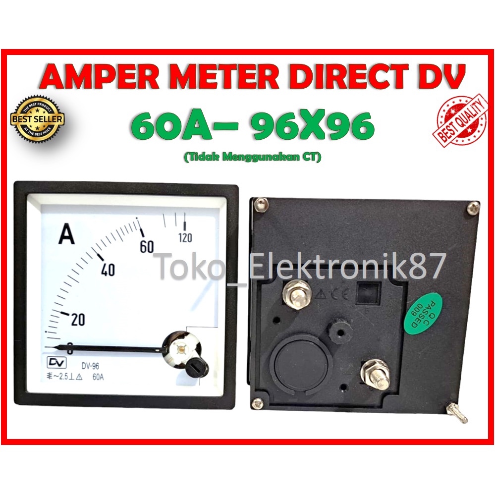 Jual Amper Meter Direct 60A DV 96x96mm (PANEL METER) | Shopee Indonesia