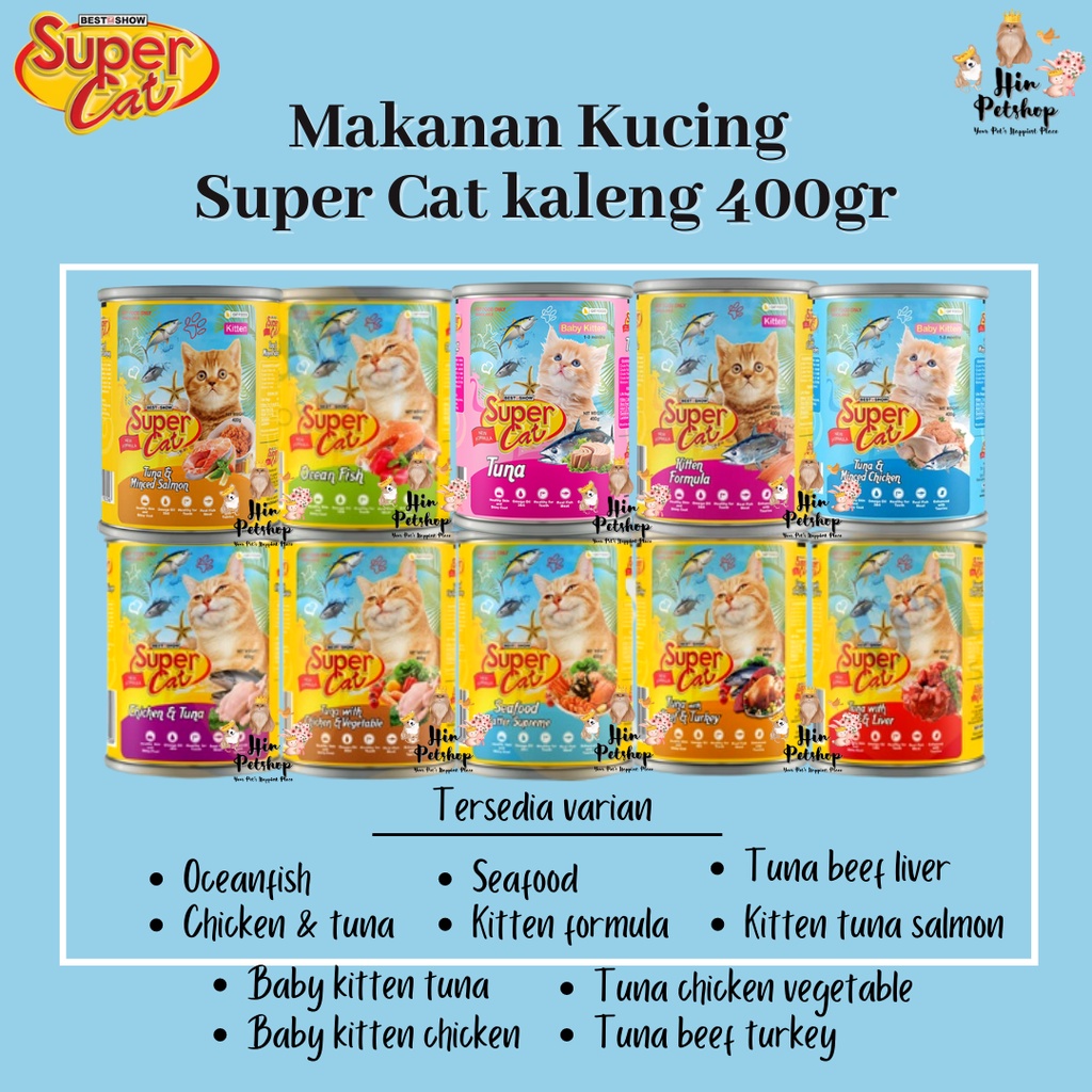 Jual SUPER CAT kaleng 400gr varian rasa Makanan Kucing FRESHPACK ...