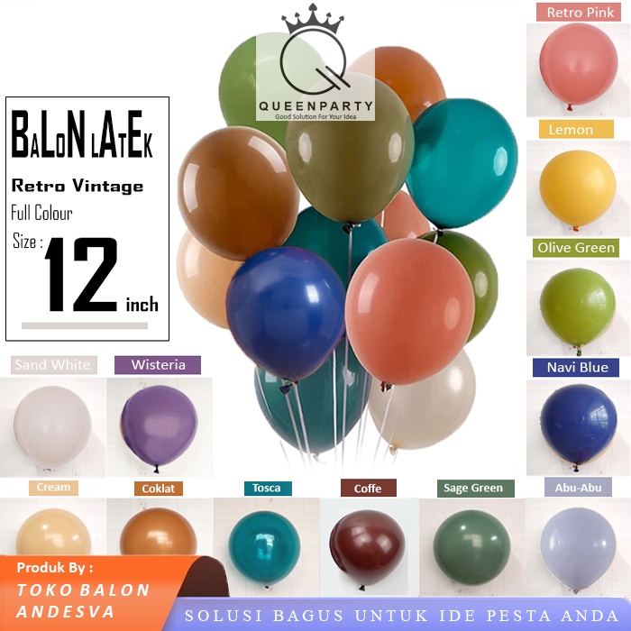 Jual 12 inch balon Retro / balon latex retro Vintage / balon dekor tema ...