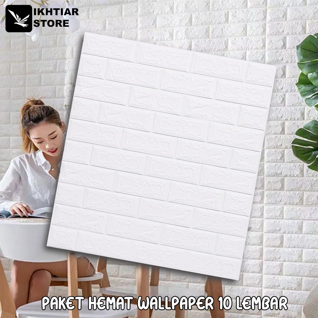 Jual Wallpaper Sticker Dinding 3D Foam Motif Batu Bata Putih Paket 10 ...