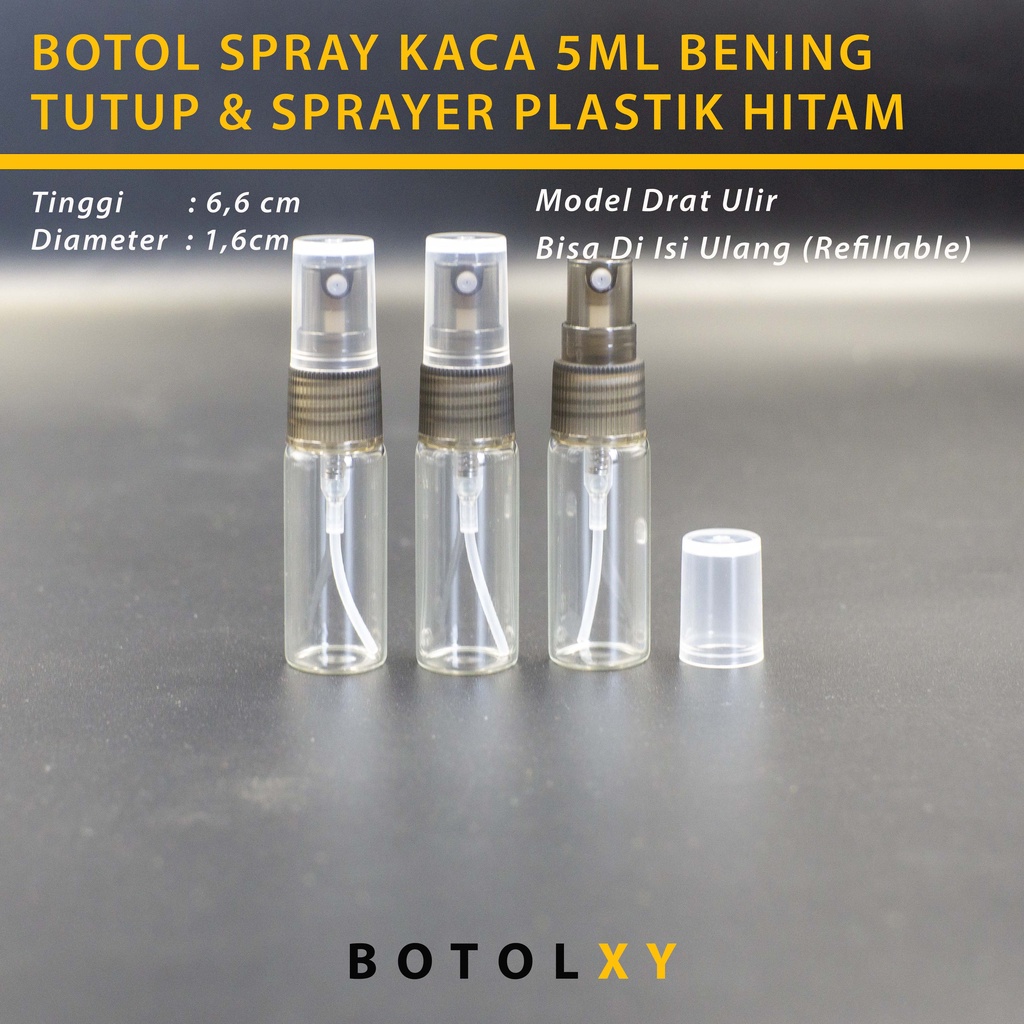 Jual Botol Spray Kaca 5ml Bening Transparan Lebar Refillable Perfume ...