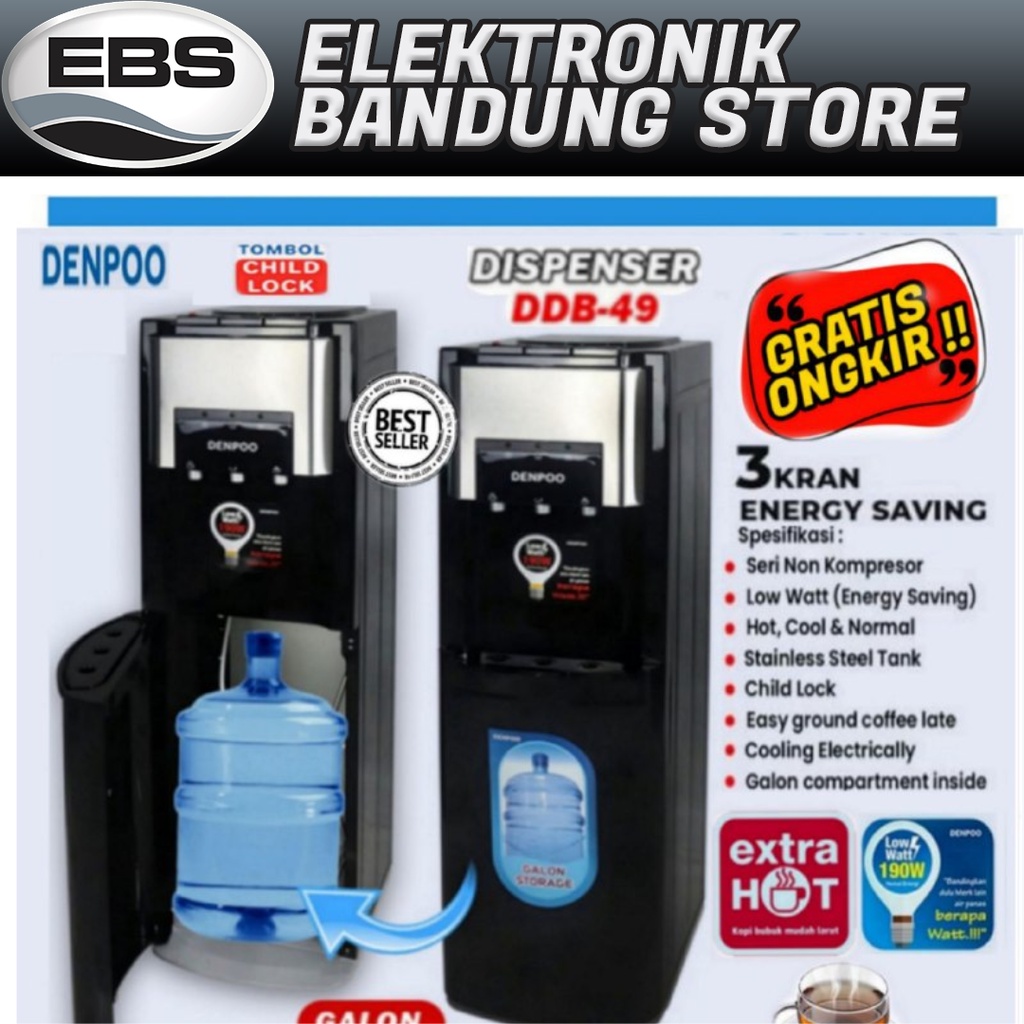 Jual DISPENSER GALON BAWAH DENPOO DDB 49 PIPA STAINLESS STEEL | Shopee ...