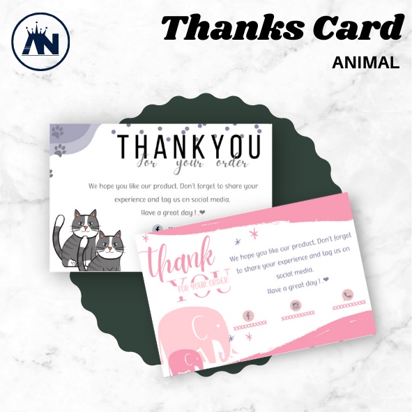 Jual Thank You Card ANIMAL - Thankyou card - Kartu Terima Kasih - Kartu ...