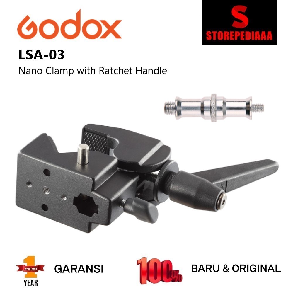 Jual Godox LSA-03 Nano Clamp with Ratchet Handle + Double Ended Male ...