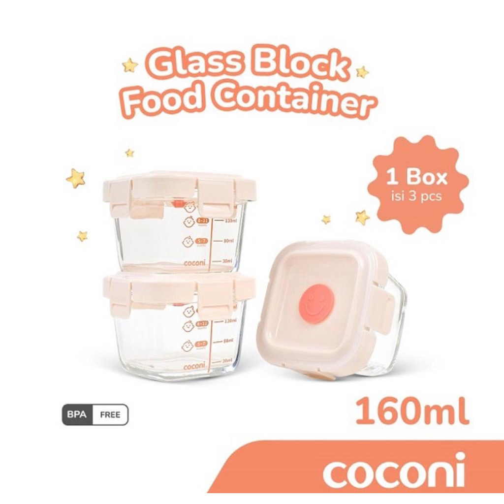 Jual COCONI Baby Food Glass Container 3 Pcs x 160ml | Wadah Penyimpanan ...