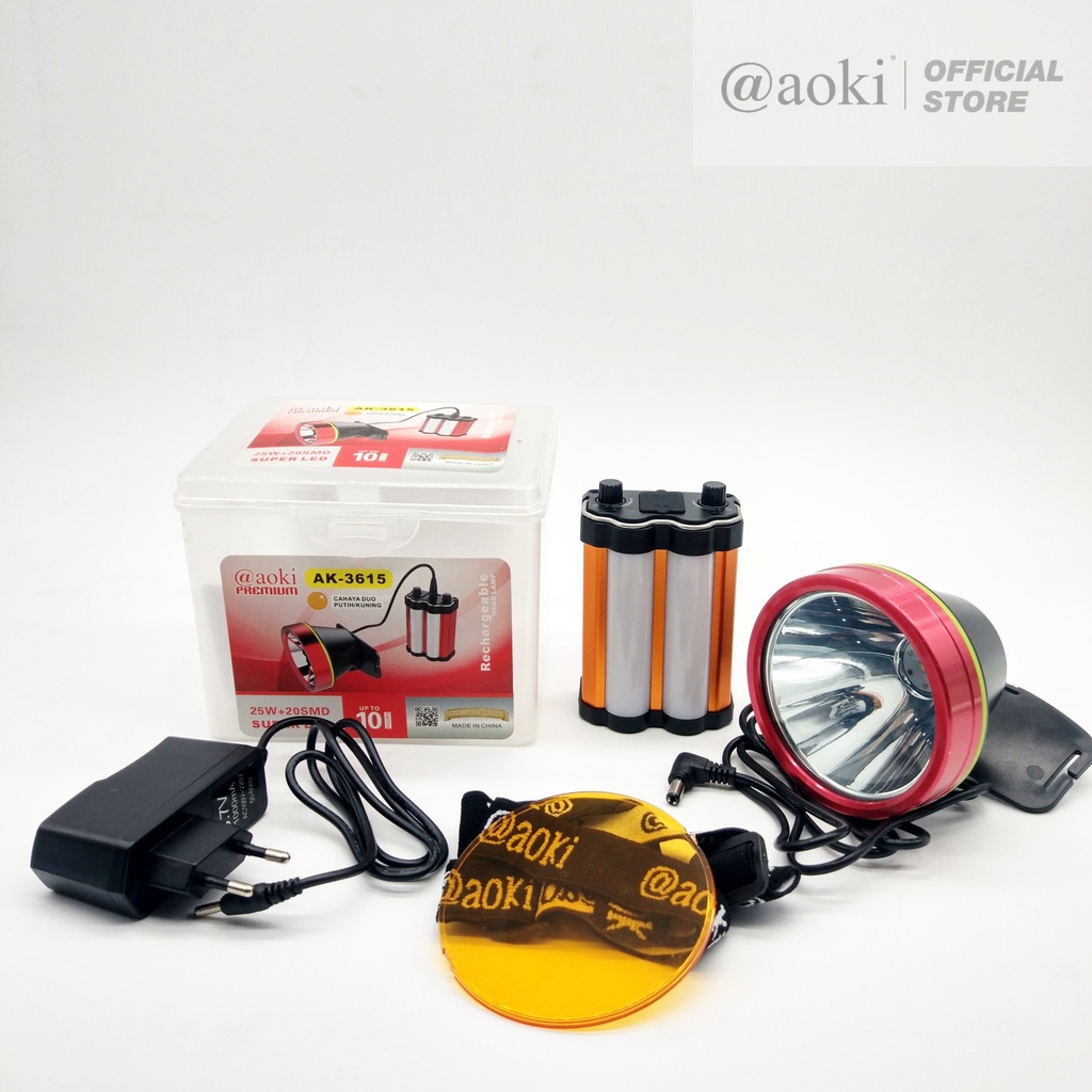 Jual AOKI Senter kepala hi power aki pinggang dimmer baterai lithium ...