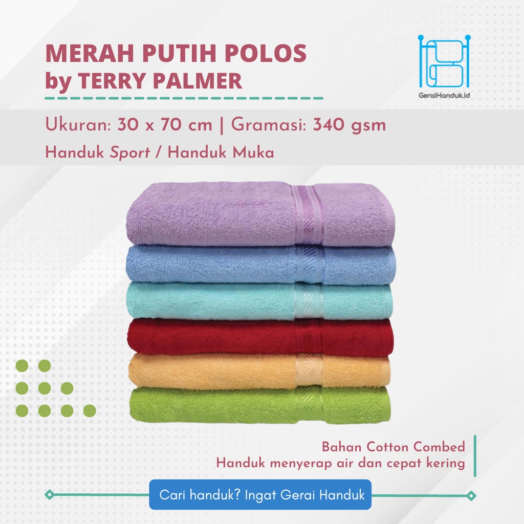 Jual [GH] Handuk Sport Merah Putih Polos uk. 30x70 cm | Shopee Indonesia
