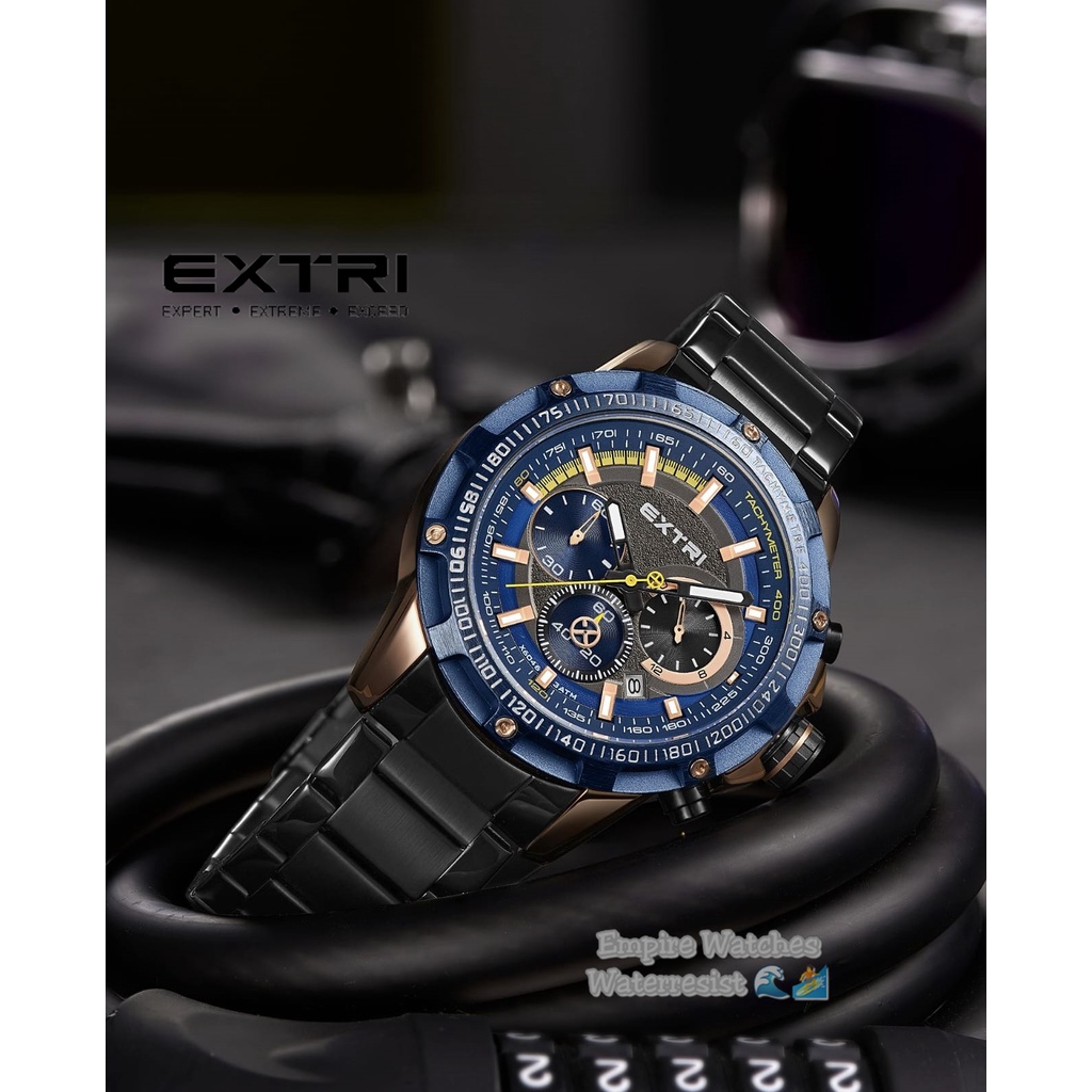 Jual Jam Tangan Extri X6046 Pria Cowok Analog Chrono Aktif dan Tanggal Aktif Rantai Stainless ...