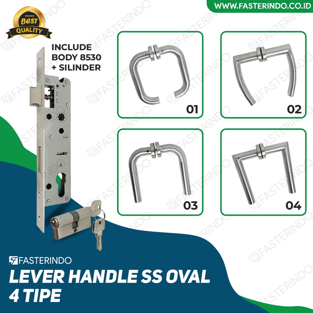 Jual Lever Handle Oval Faster Komplit / Handle Pintu Stainless ...