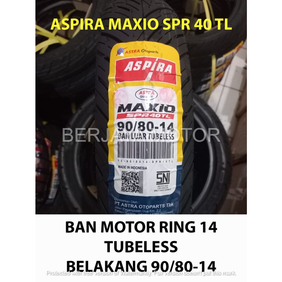 Jual BAN MOTOR MATIC RING 14 ASPIRA MAXIO SPR 40 90/80-14 TUBELESS BAN BELAKANG MATIC | Shopee ...