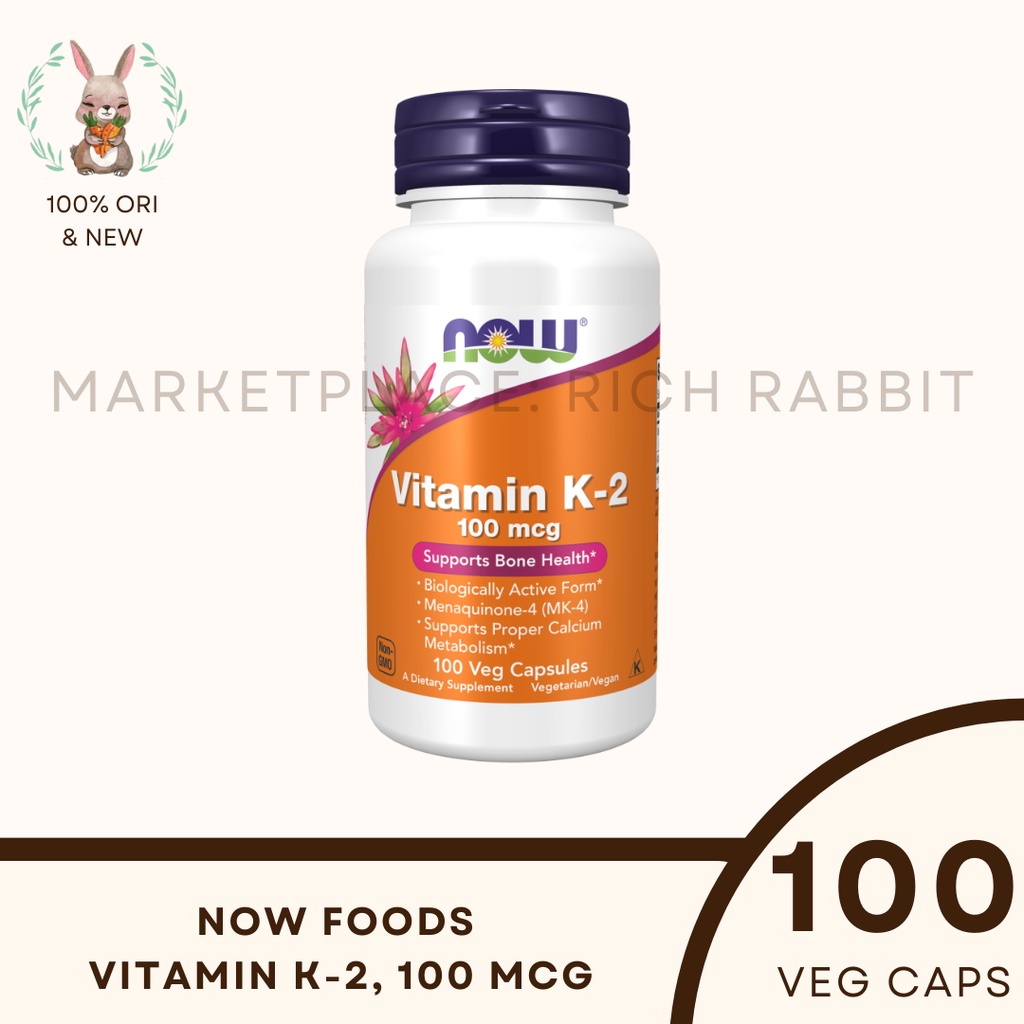 Jual Now Foods Vitamin K-2, 100 mcg 100 Veg Capsules Vit K2 Mk4 Mk 4 ...